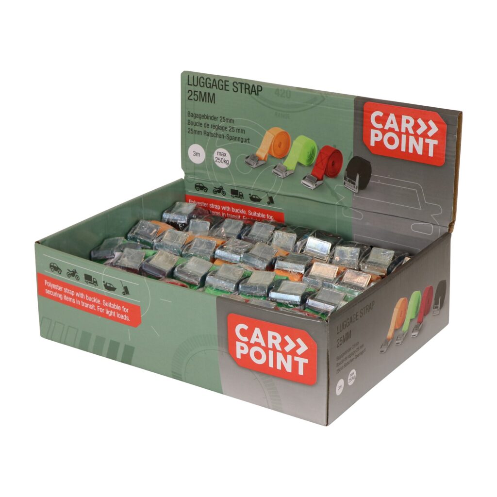 Carpoint Spanband met Klem 3m x 25mm in full color Display | Spanbanden4u